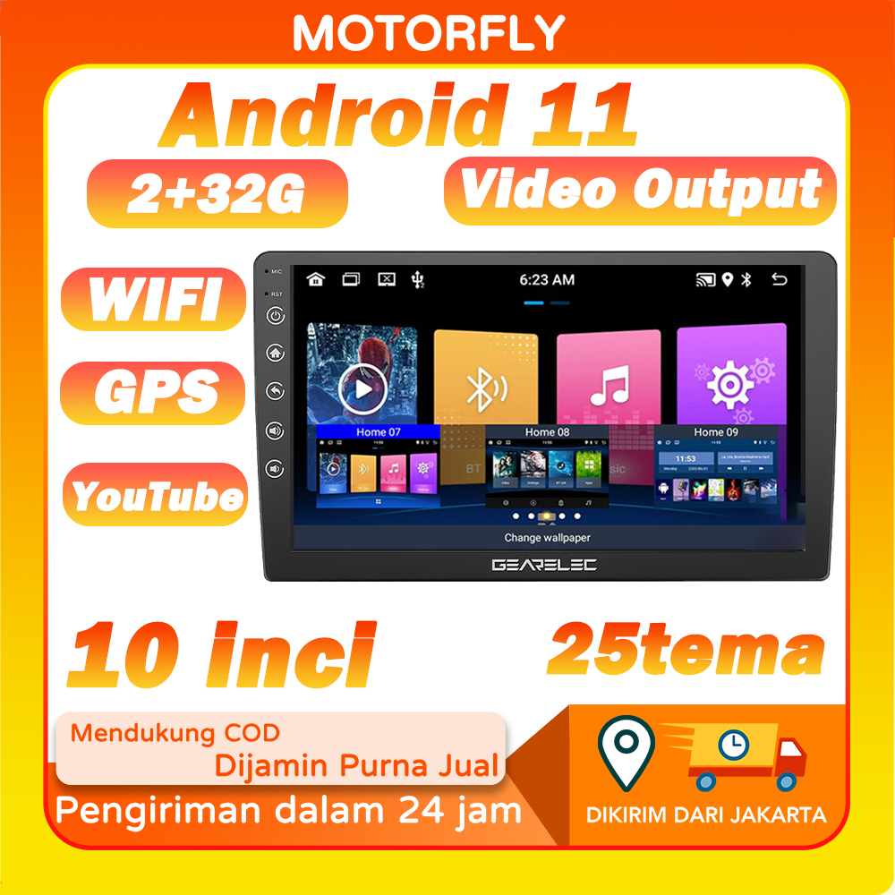 Jual 10 Inch Android 11 Mobil Stereo Radio with 25 temas Bluetooth WiFi GPS Navigasi Head Unit ...