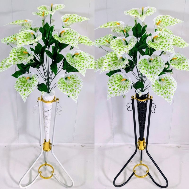 Jual BUNGA HIAS SUDUT ARON PANDA 24.KUNTUM + POT STANDING BESI DEKORASI ...