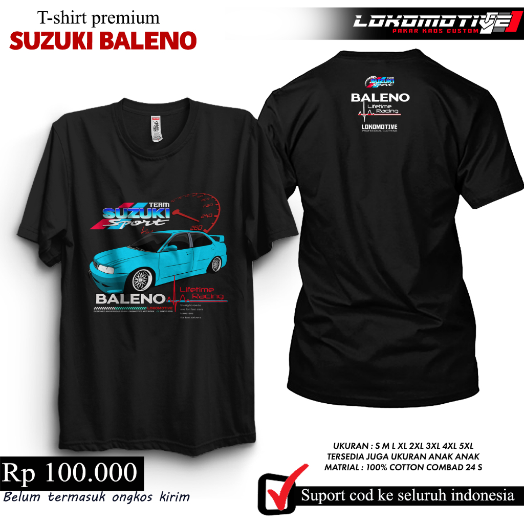 Jual T-SHIRT premium SUZUKI BALENO bahan COTTON COMBED 24S super adem ...