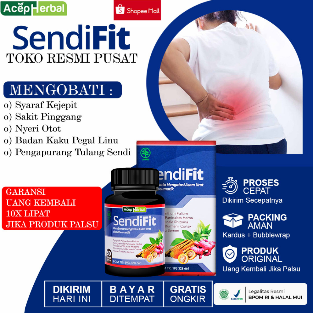 Jual Sendifit Original Obat Sakit Pinggang Belakang Syaraf Kejepit ...