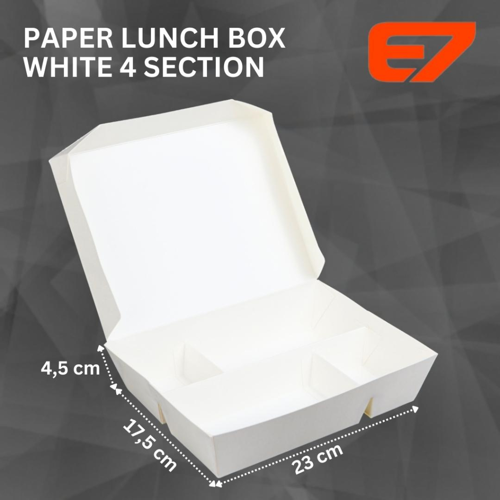 Jual Paper Lunch Box Putih Sekat 4, Bento Box Kertas, Kotak Nasi Take ...