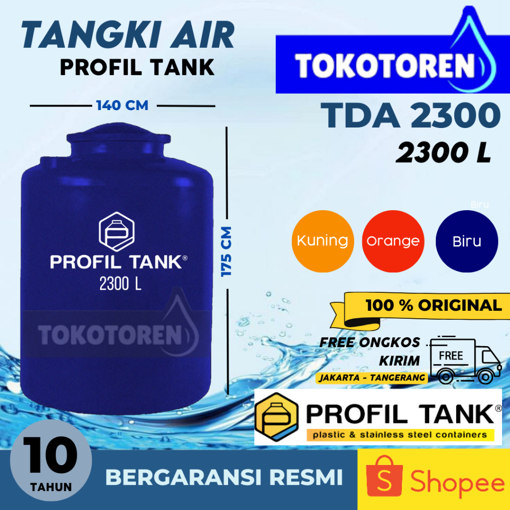 Jual TOREN / TANGKI AIR PROFIL TANK TDA 2300 LITER GARANSI RESMI 10 ...