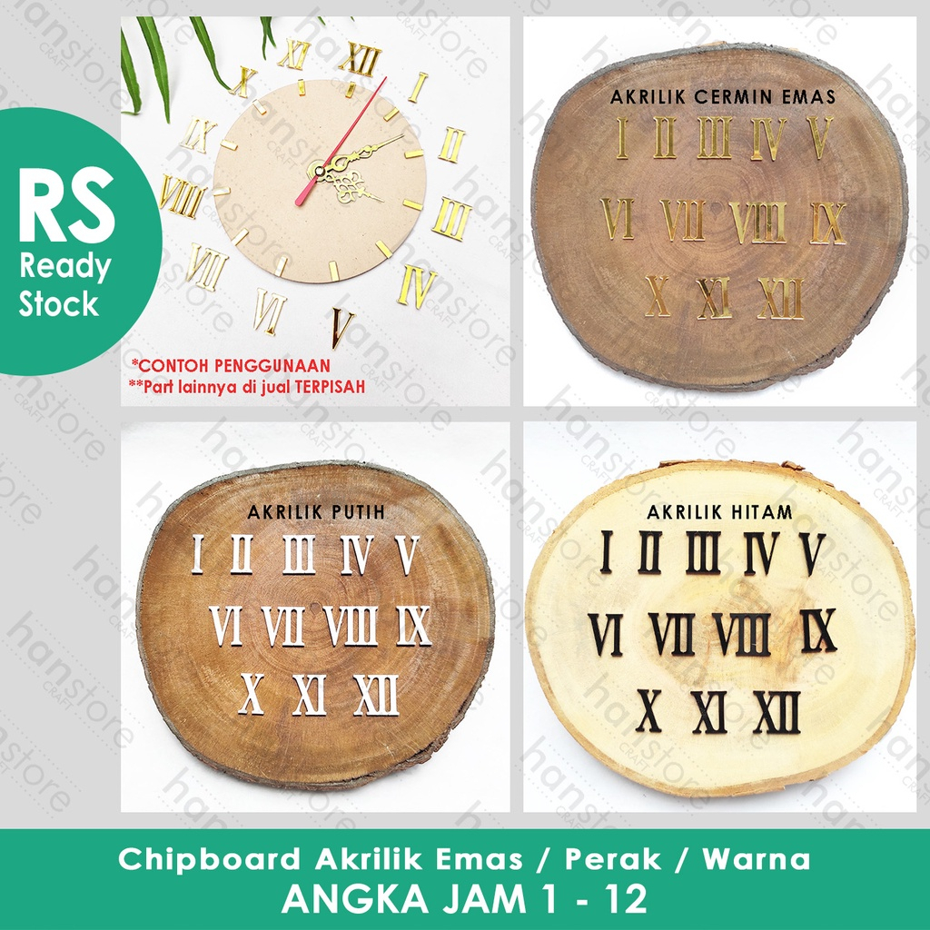 Jual RS T. 3,5 cm SET Angka Jam dinding 1 - 12 Romawi / Arial / Arabic ...