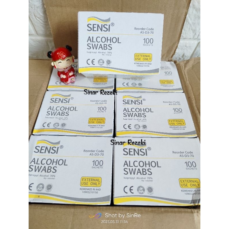 Jual 1 kotak = 100 sachets!! Alcohol swab/tisu alkohol/sensi alcohol ...