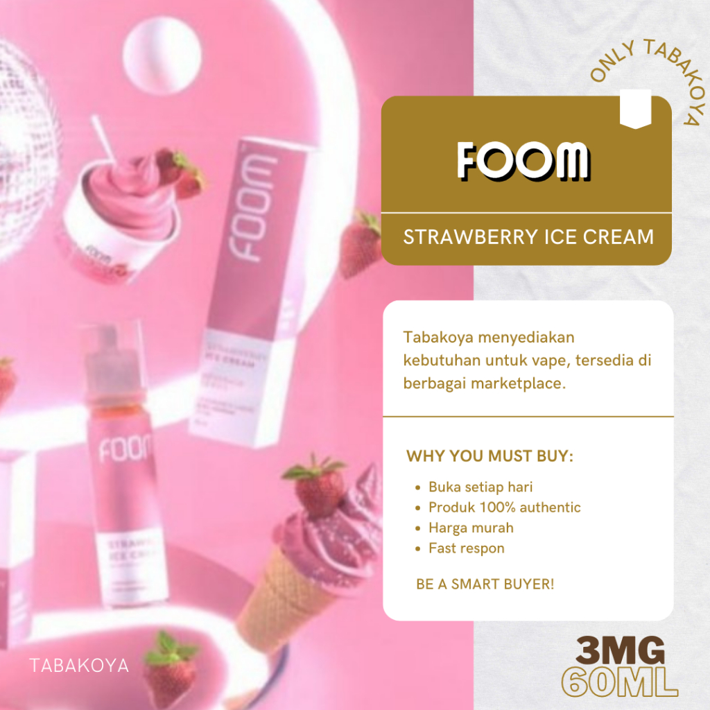 Jual FOOM STRAWBERRY ICE CREAM LIQUID 3MG 60ML BY FOOMLAB | Shopee ...