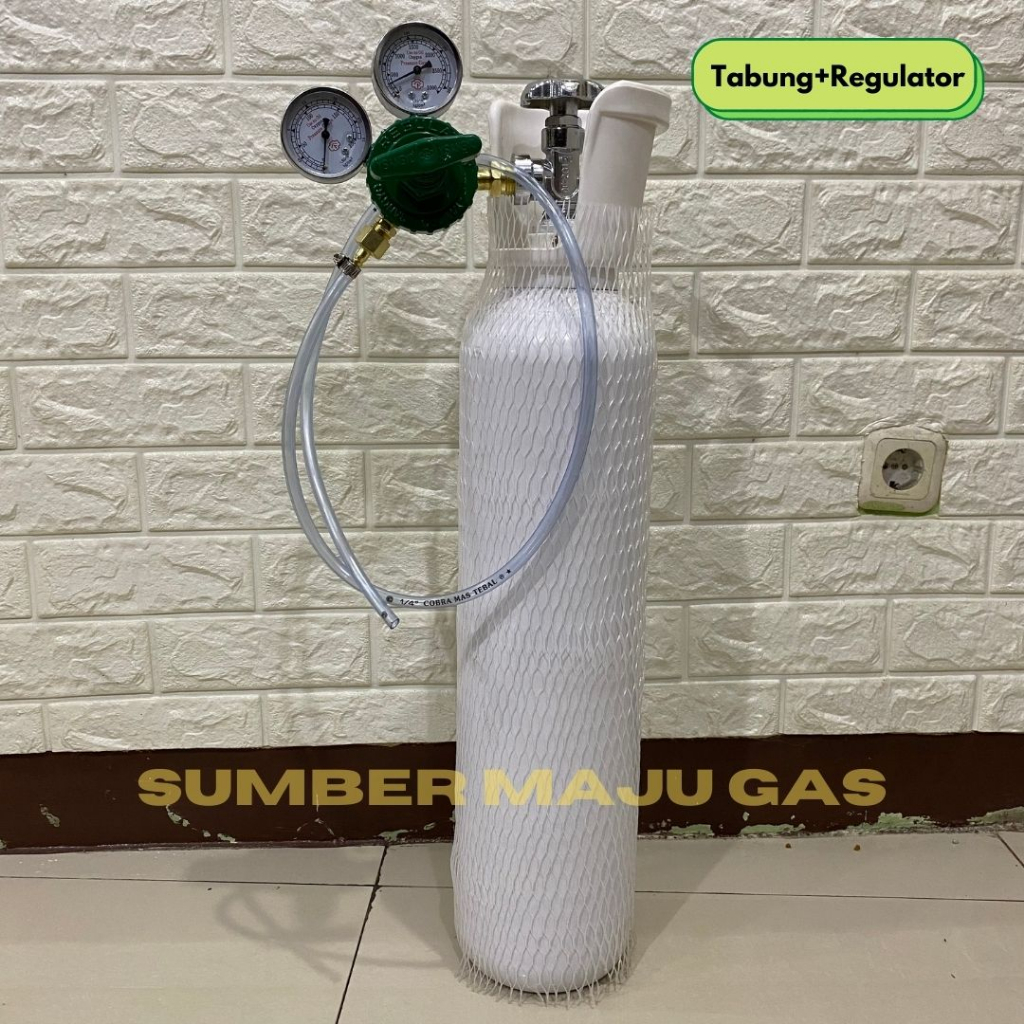 Jual Tabung Oksigen 1m3 Lengkap Packing Ikan Kolam Aquarium (+Regulator+Selang+Troli+Isi ...