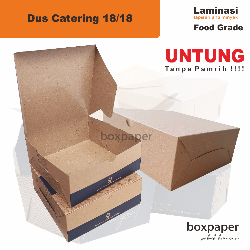 Jual Dus Nasi Catering 18/18 dan 20/20 cm Kraft Custom Nasi Box Nasi Padang Pecel Lele | Shopee ...