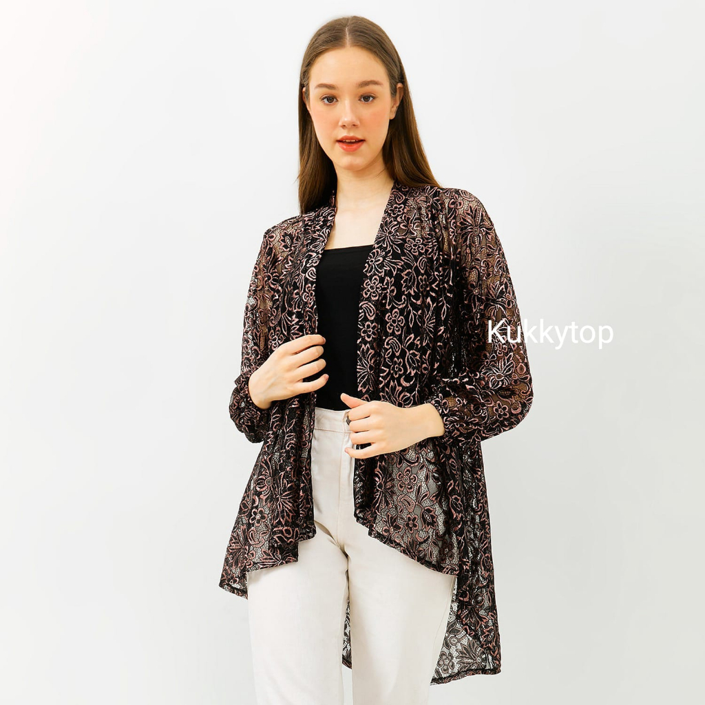 Jual Kukky Top Outerwear Cardigan Kalea Brokat Wanita Korean Style ...