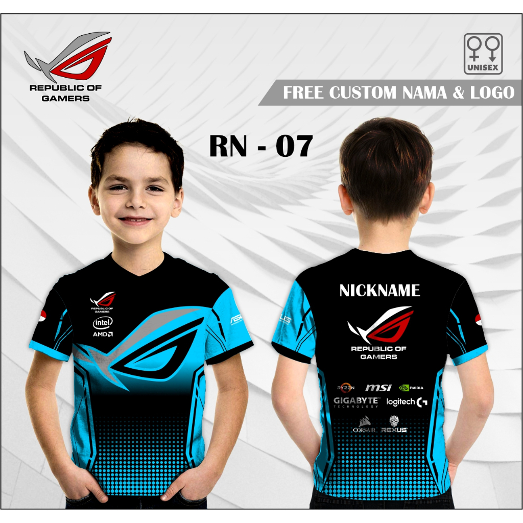 Jual Jersey rog anak baju gamer asus kaos republic of gamers | Shopee ...