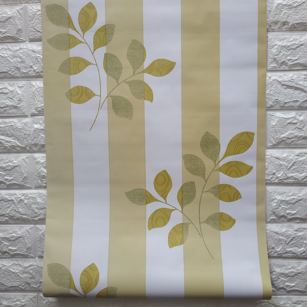 Jual Wallpaper Dinding Kamar Tidur GH 45cm x 9m Bahan Vinyl Anti Air - MOTIF SALUR HIJAU DAUN ...