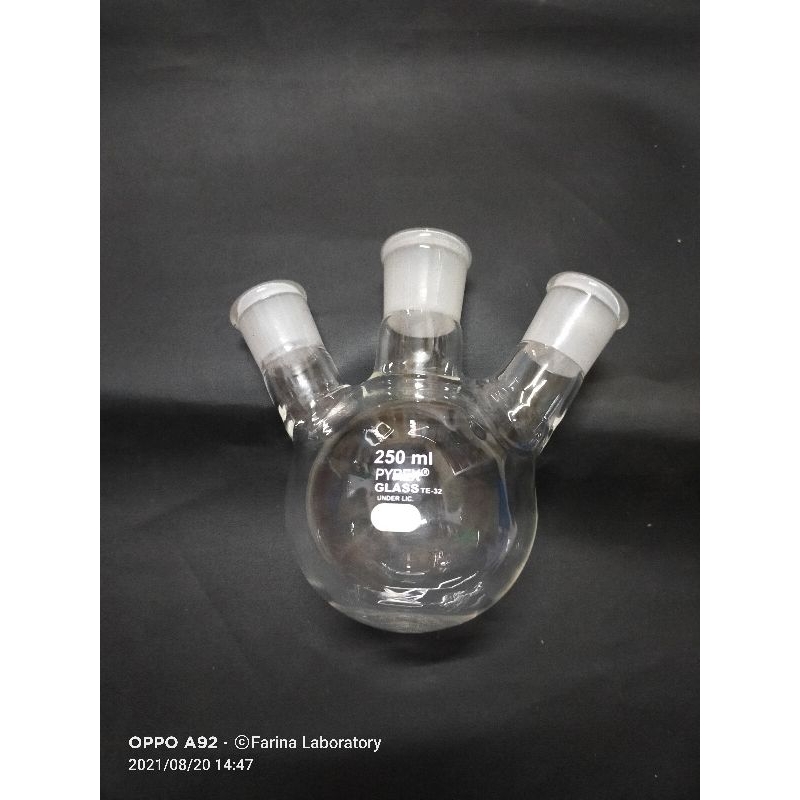 Jual Labu Didih 3 Leher-Boiling Flask 3 Neck 250ml Alas Bulat Pyrex ...