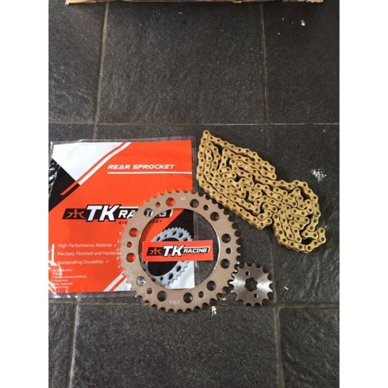 Jual gir set gear paket TK racing CRF 150L set rantai gold 428H ...