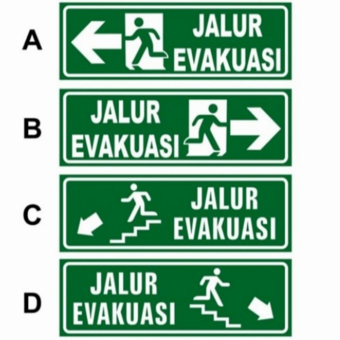 Jual stiker jalur evakuasi kiri kanan 30x10cm sign stiker rambu K3 ...