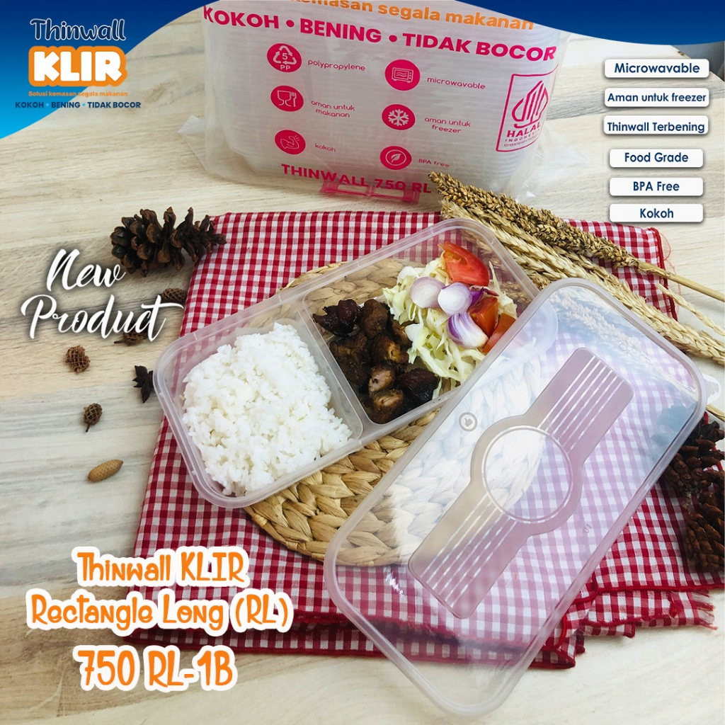 Jual Thinwall Klir Rectangle Long 750ml Kotak Makanan Food Grade Kotak