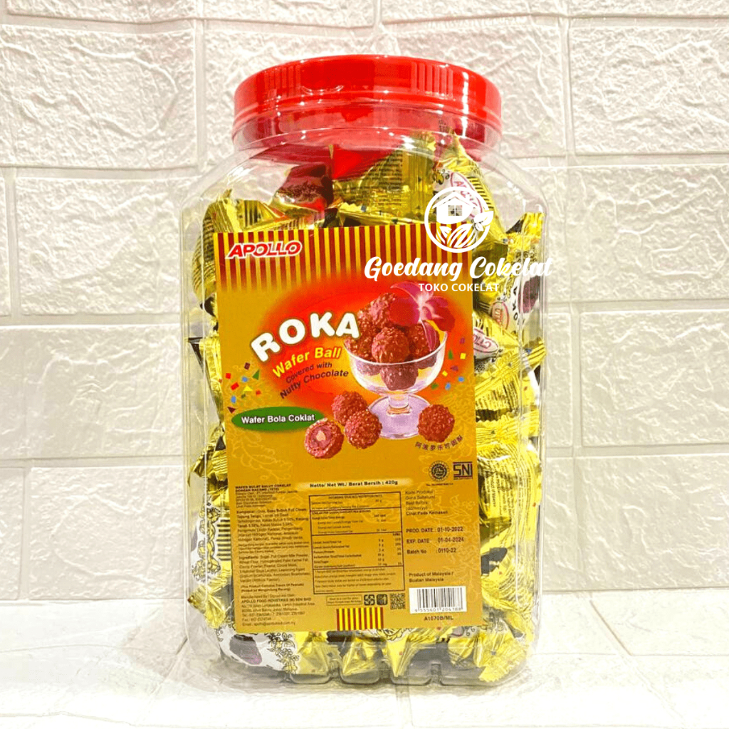 Jual Apollo Roka Wafer Ball Coklat Covered With Milk Pandan Nutty ...