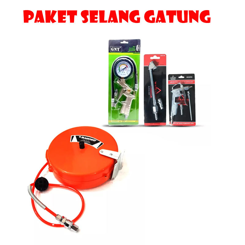 Jual PAKET Selang Recoil Gulungan Selang Kompresor Angin Include Kopler ...