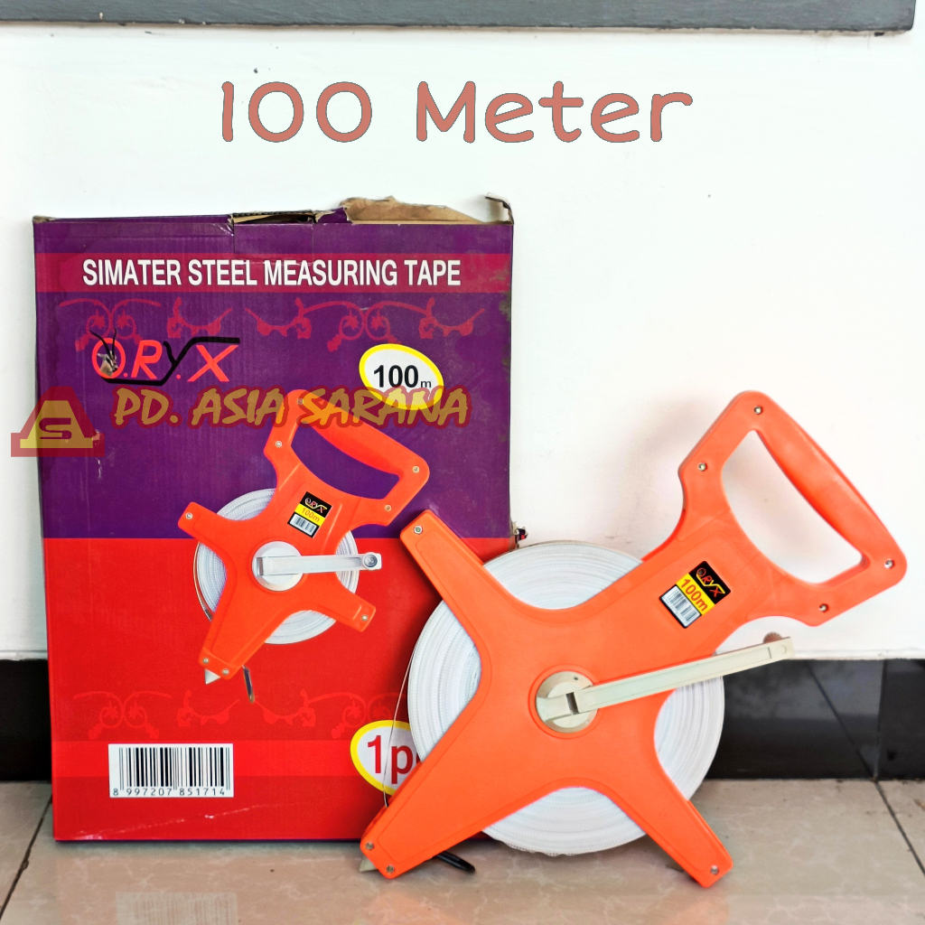 Jual Meteran Tanah Tancap 100 Meter Fiber ORYX Meteran Gulung Roll 100m | Shopee Indonesia