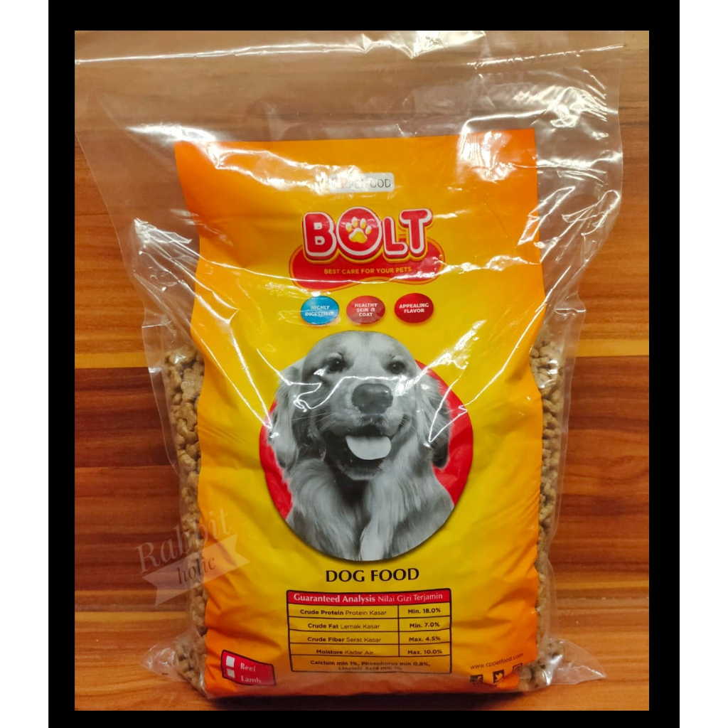 Jual Makanan Anjing Bolt Dog Beef Flavour Kemasan 1KG | Shopee Indonesia