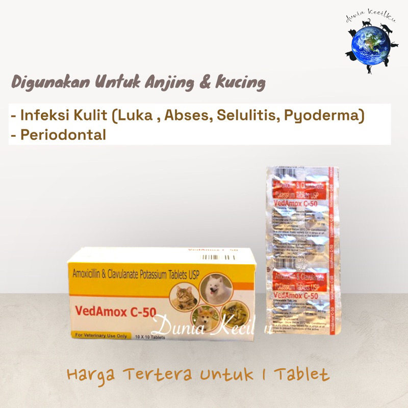Jual VedAmox C-50 Tablet (1 TABLET) Atasi Infeksi Kulit, Pyoderma ...