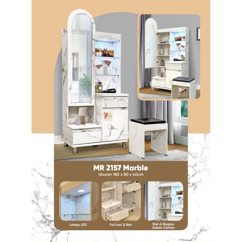 Jual Meja Rias Motif Marmer Tinggi 180cm - Kaca Rias Lampu Led Banyak ...