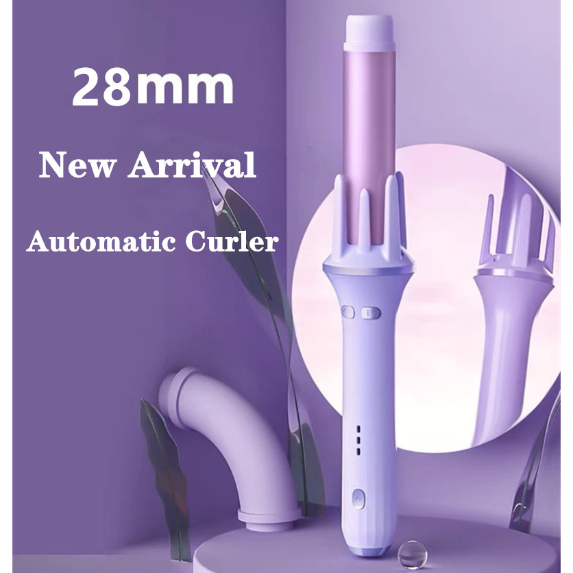 Jual Catokan Curly Otomatis 28MM Curly Rambut Keriting UNGU Keramik Automatic Hair Curler ...