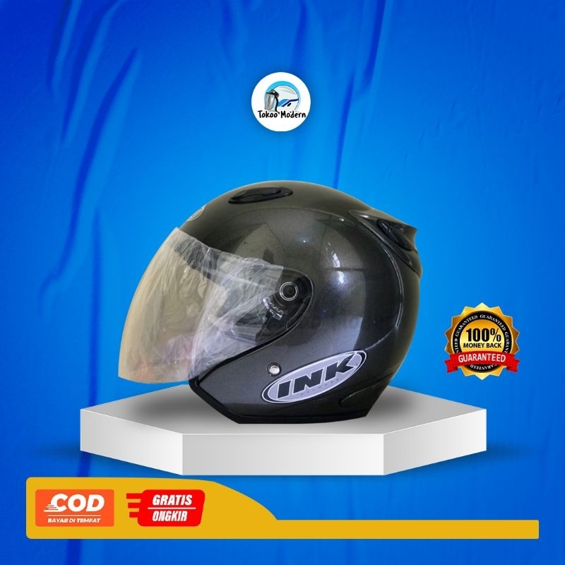 Jual HELM MODEL CENTRO SINGLE VISOR ABU-ABU | Shopee Indonesia