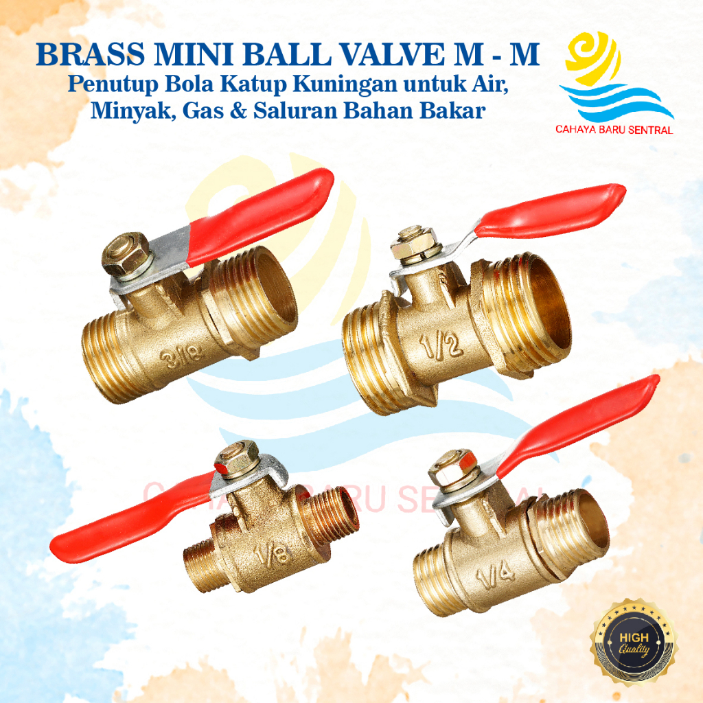 Jual Stop Kran Ball Valve Kuningan 1/2 Inchi HARGA TERMURAH 1/8 1/4 / 3/8 M-M | Shopee Indonesia