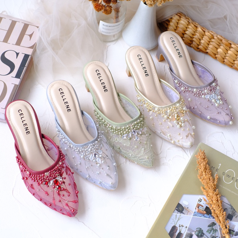 Jual CELLENE Ghaisa Beads Heels / Wedding shoes 5cm / sepatu pengantin ...