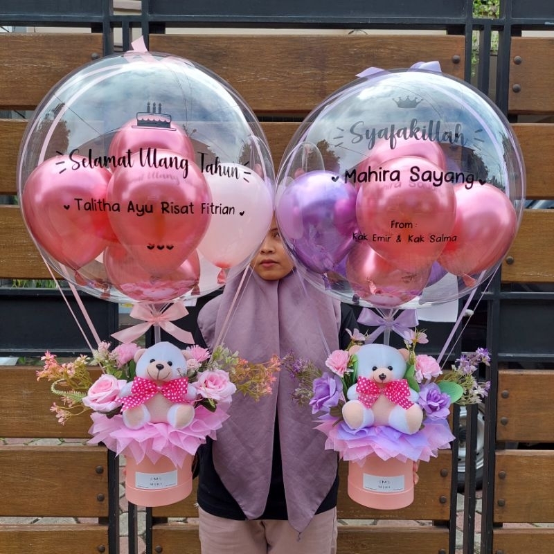 Jual Bucket Balon Hot Air Balloon Bouquet Balon Boneka Depan (Kode 004 ...