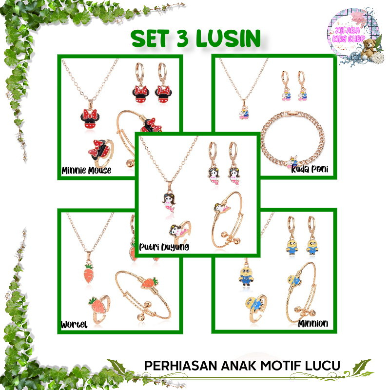 Jual Perhiasan Anak Liontin Lucu Set 3 Lusin (Paket Usaha) | Shopee ...