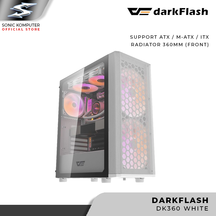 Jual DARKFLASH DK360 ATX PC Casing DK 360 White Gaming Case | Shopee Indonesia