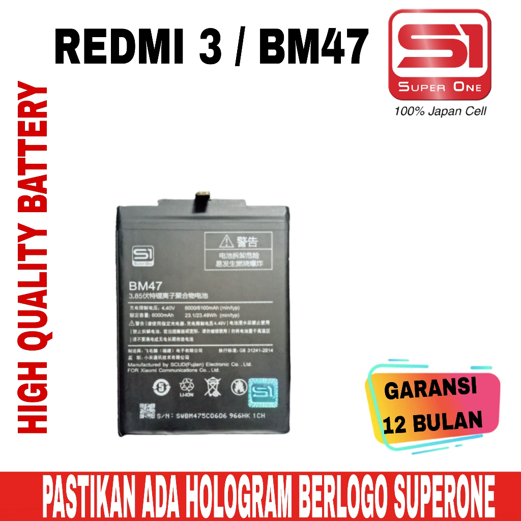 Jual Super One - BM47 BM 47 Redmi 3 / 3X / 3 Pro / 4X Batre Batrai Baterai | Shopee Indonesia