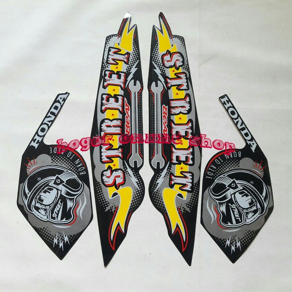 Jual striping stiker motor honda beat street 2023 full hitam-kuning ...