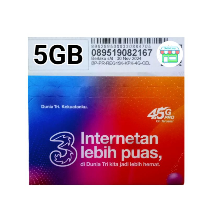 Jual PERDANA TRI 5GB NASIONAL | Shopee Indonesia