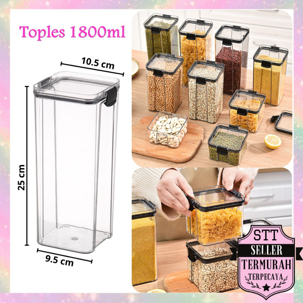 Jual STT Toples Lebaran 1800Ml Kue Kering Penyimpanan Cereal Plastik ...