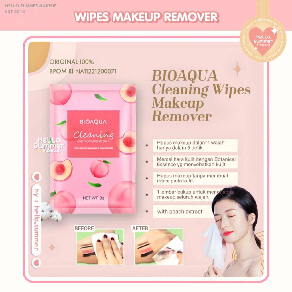 Jual BIOAQUA Peach Delicate Skin Makeup Removal Wipes Tissue Pembersih ...