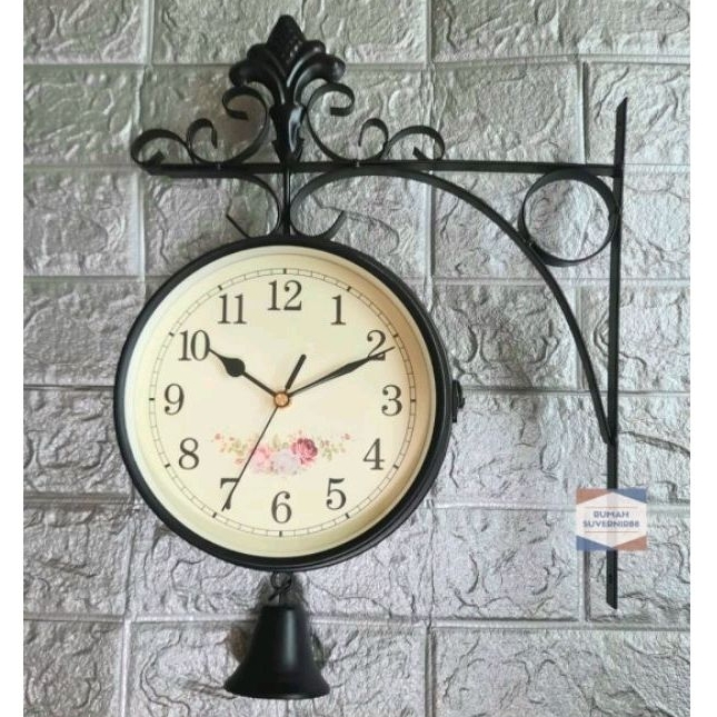 Jual Jam Dinding Gantung Dua Sisi Shabby Vintage Garden Wall Clock Two ...
