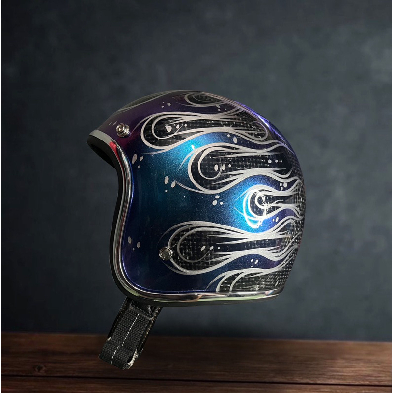 Jual Slimhead 500TX RAW Chameleon Flame - Helm Custom Vespa Chopper ...