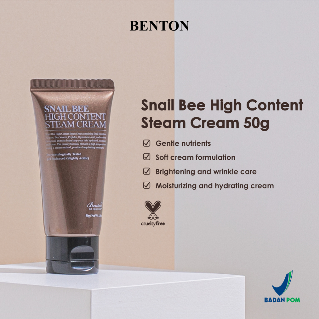 Jual BENTON Snail Bee High Content Steam Cream 50g | Shopee Indonesia