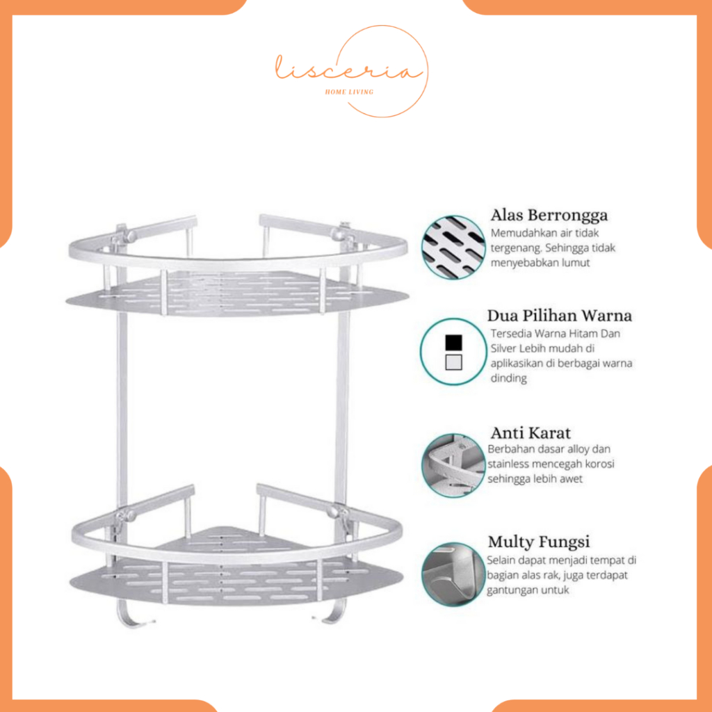 Jual [ LSC ] Rak Kamar Mandi 2 Susun Bathroom Accesories Rak Gantung ...
