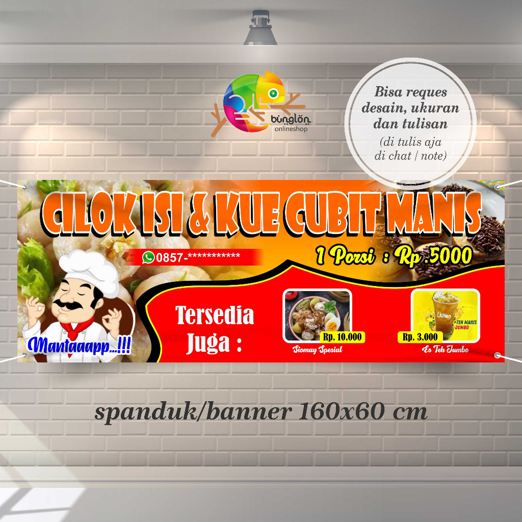 Jual 160x60 Spanduk Banner Cilok Isi & Kue Cubit | Shopee Indonesia
