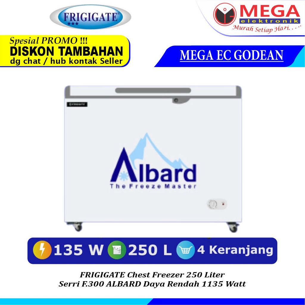 Jual FRIGIGATE CHEST FREEZER 250 LITER F 300 ALBARD LOW WATT LEMARI ES ...