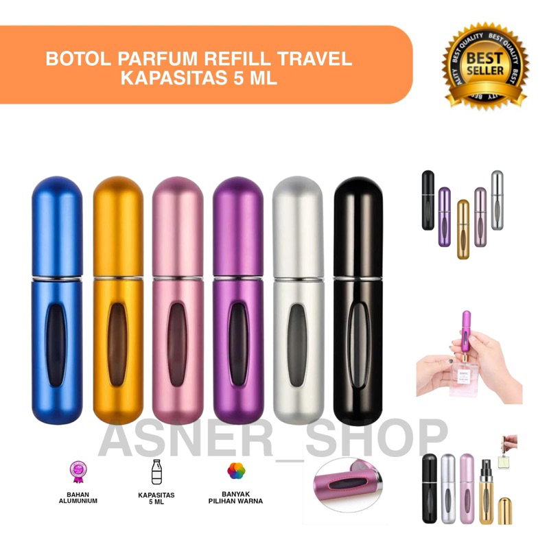 Jual Botol Parfum Refill isi ulang Bottle Parfume Glossy Travel Warna Hitam Silver Pink Gold ...