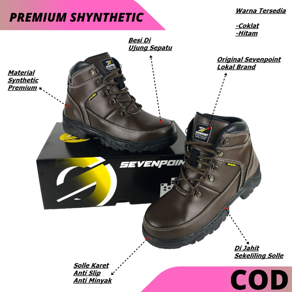 Jual Sepatu Safety Pria Wanita Original Sevenpoint Spatu Sefty Ujung Besi Boots Septy Shoes ...