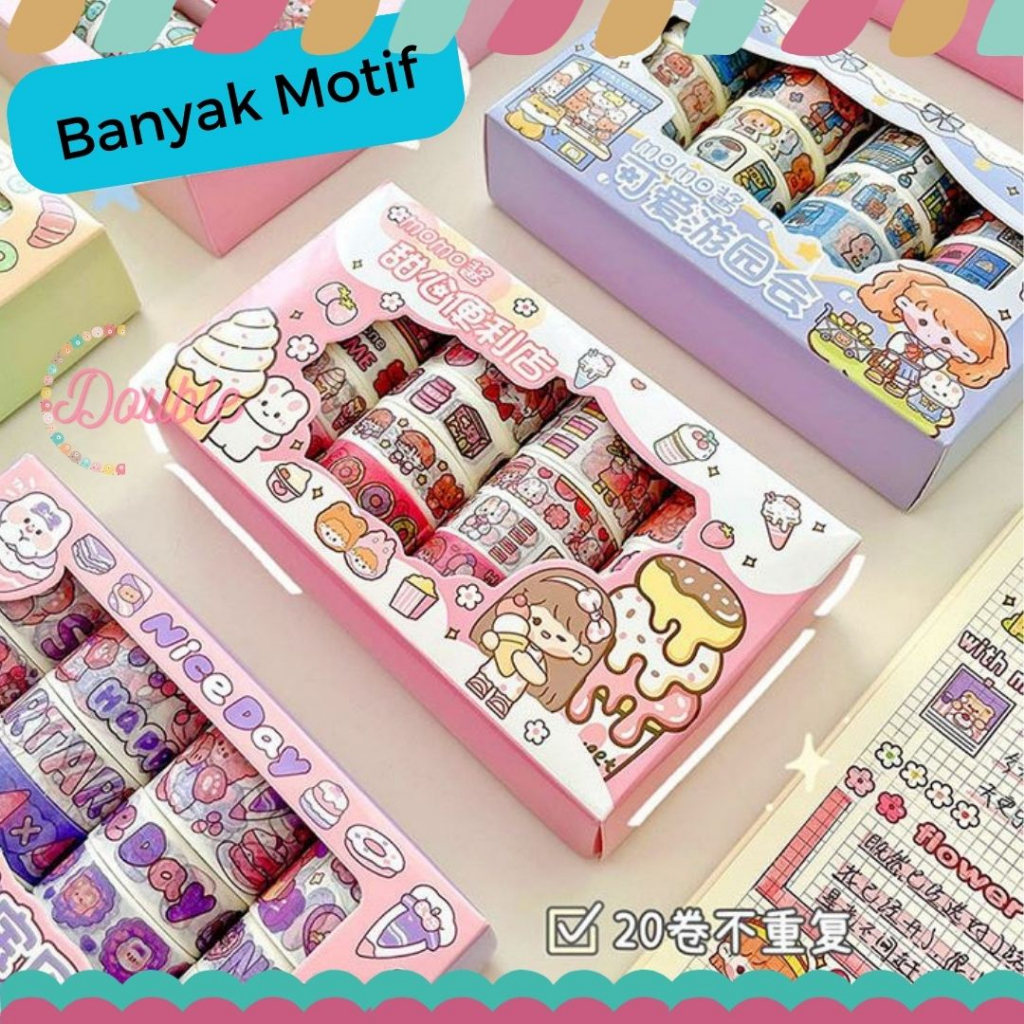 Jual Isolasi Selotip Washi Tape Set 20 roll Gift Box Stiker Sticker ...