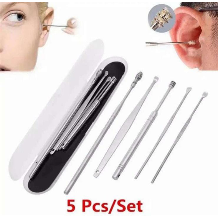 Jual TOREDO Alat Pembersih Telinga Set 5 in 1 Bahan Stainless Ear Wax ...
