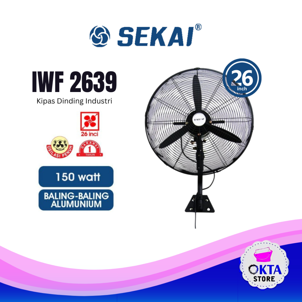 Jual Sekai Industrial Wall Fan Tornado 26 Inch IWF 2639 Garansi 1 Tahun ...