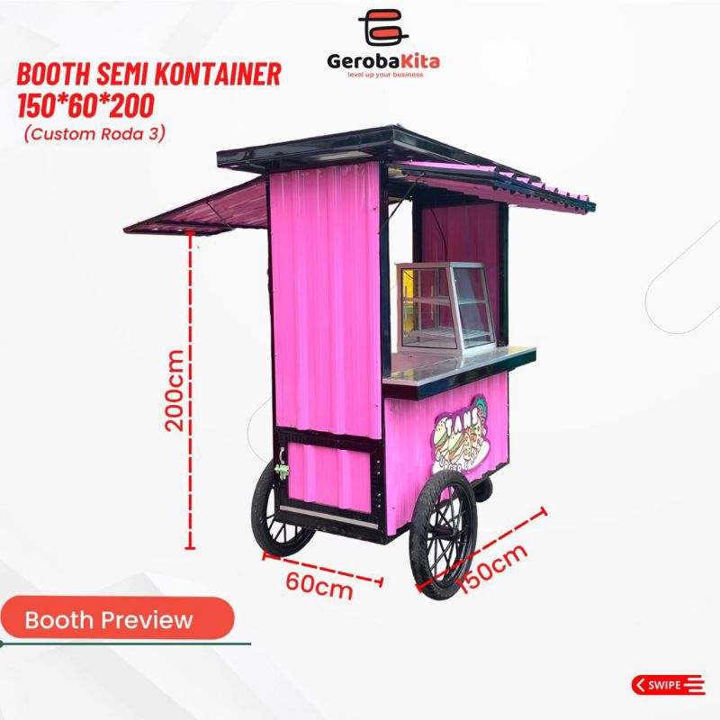 Jual Booth Semi Kontainer Roda 3 Custom/ gerobak dorong murah | Shopee ...