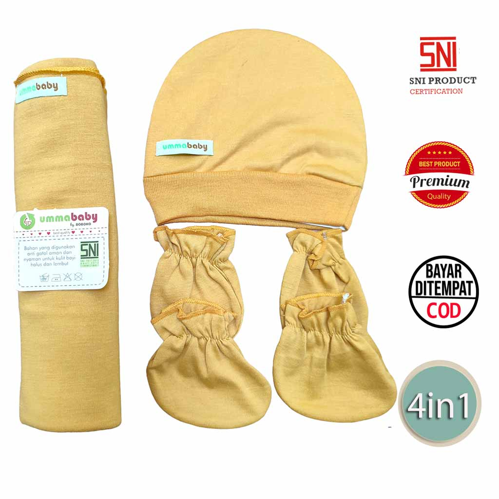 Jual 4in1 Bedong Bayi Topi Kupluk Bayi Sarung Tangan Kaki Bayi ...