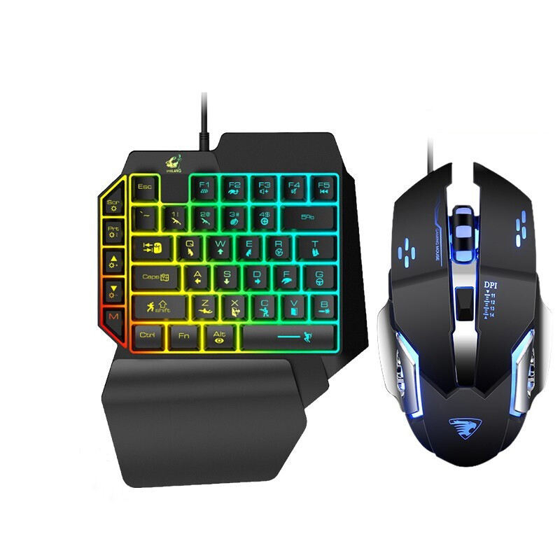Jual MEMO ZH01 OTG keyboard gaming dan Mouse/Single Hand Gaming RGB ...